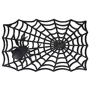 Northlight Black Spider Web Rectangular Halloween Doormat 18" x 30"