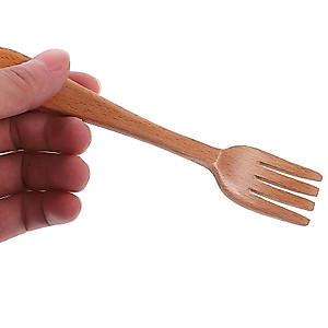 UPKOCH 1 Set Wood Cutlery Wood Flatware Western Food Flatware Toddler Cutlery Bamboo Utensil Steak Fork Spoon Kit Household Cutlery Kit Tableware Student Wooden Portable and Fork