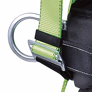 Peakworks Fall Protection Full Body Padded Safety Harness with Back Support, Positioning Belt, Back & Side D-Rings, Stab Lock Buckles, Hi Vis Green/Black, XXL, V8255625