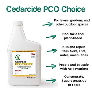 Cedarcide Outdoor Lawn and Garden Kit (Medium) Includes PCO Choice Cedar Oil Bug Killing Concentrate Quart and Insect Repelling Granules Kills and Repels Fleas, Ants, Mites, & Mosquitoes