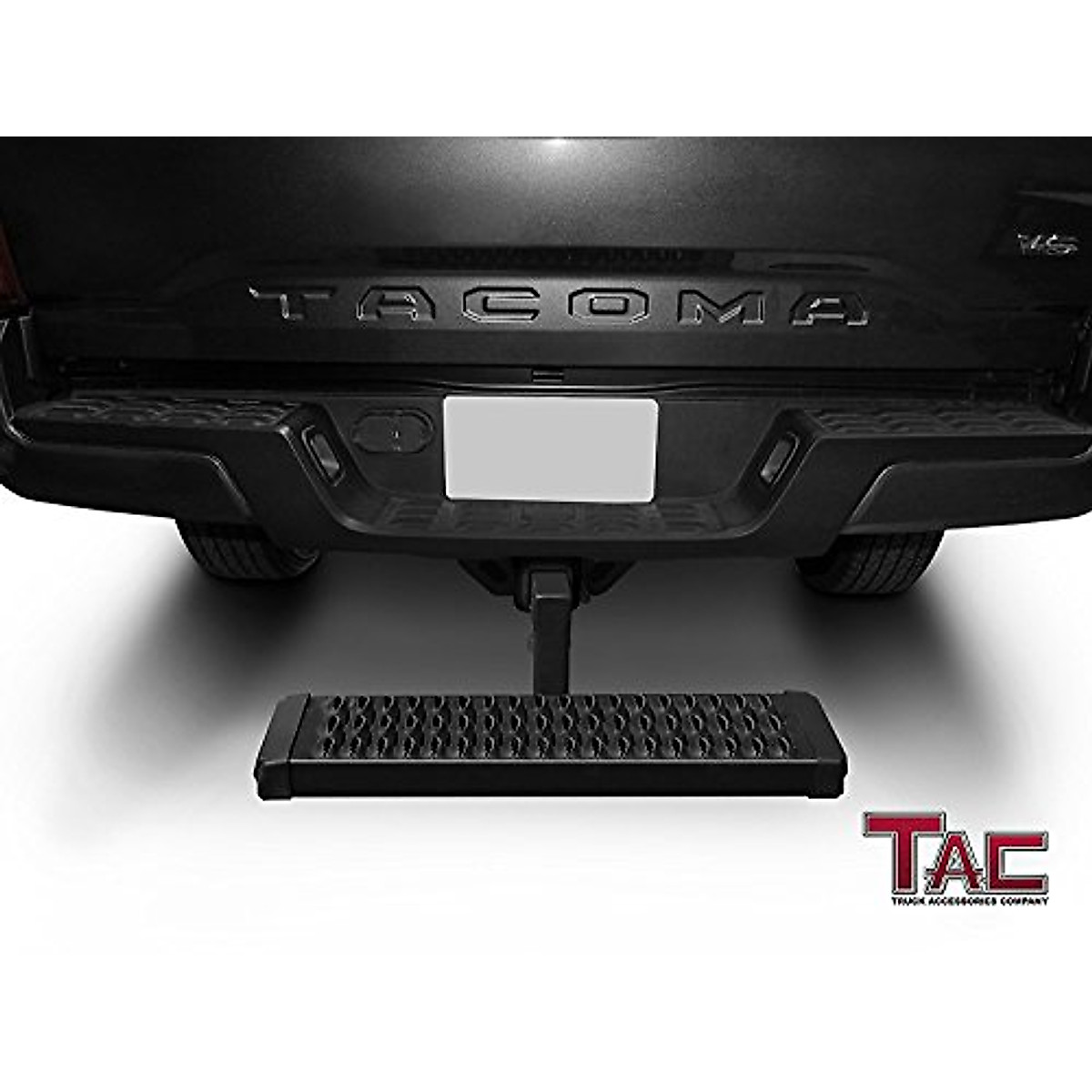 TAC Hitch Step Compatible with 2" Rear Hitch Receiver 7.3" Width with 6" Drop SUV Pickup Truck Van Bumper Protector Universal Aluminum Black (Hitch Pin and Clip Included)