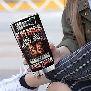 ZOXIX Dirt Track Racing Tumbler With Lid 20oz Funny Quote Coffee Mug For Motorsport Lovers Stainless Steel Cup Novelty Motor Racer Gifts For Men American Flag Patriotic Gift