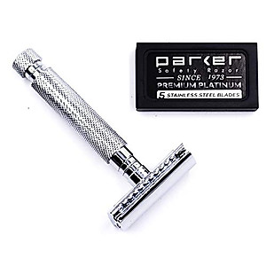 Parker 97R Traditional Double Edge Safety Razor & 5 Parker Premium Razor Blades