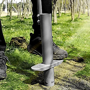 Walensee Bulb Planter Lawn and Garden Tool, Flower Weeder or Weeding Tools for Digging Hoes Soil Sampler Transplanting Sod Plugger Flower Bulb Garden Planting Tool Steel with T-Style Long Handle, Grey