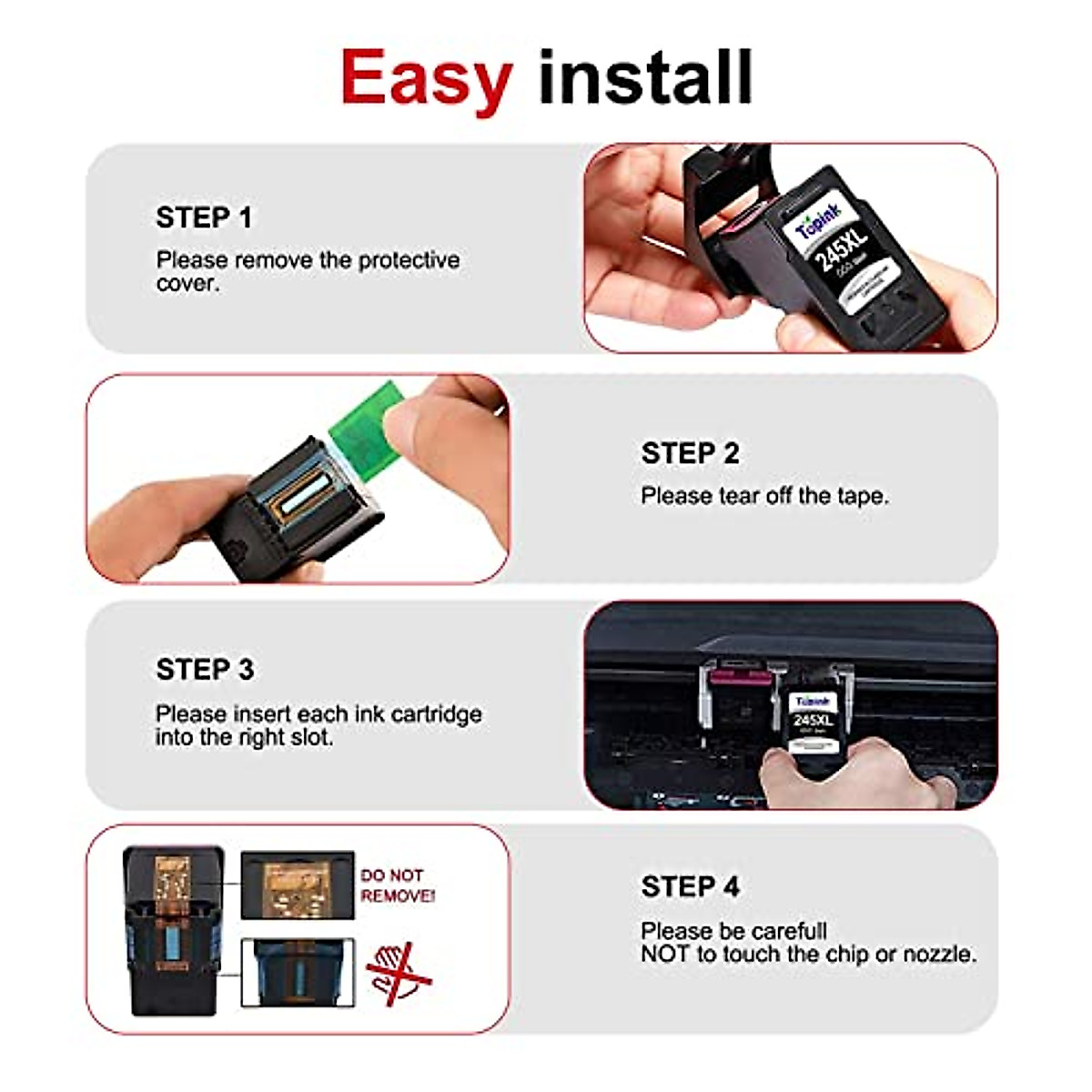 Printer Ink 245 Black XL Ink Cartridge for Canon Pixma PG-245 PG-245XL PG 245 XL PG 243 PG-243 Fine Cartridge Replacement for Cannon MX490 MX492 MG2522 TS3100 TS3122 TS3300 TS3322 TS3320 TR4520