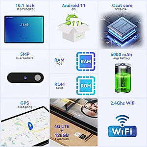 A DREAMER Android 13 Tablet: Octa Core CPU, 4G LTE Tablet with SIM Card Slot Unlocked, 64GB ROM, 6000mAh Battery, 2MP+5MP Dual Camera, Tablet for Kids