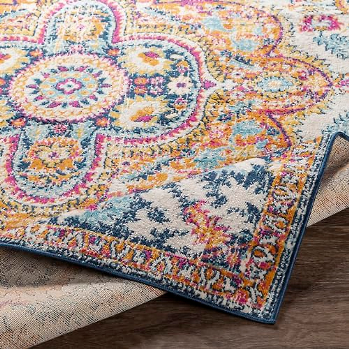 Livabliss Nyburg Vintage Medallion Area Rug,6'7" x 9',Burnt Orange/Medium Gray