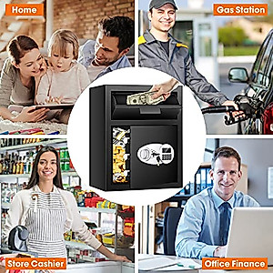 2.8 Cuft Depository Safe with Drop Slot, Anti-Theft Cash Drop Safe with Digital Keypad, Heavy Duty Money Drop Box with LED Display, Drop Safe for Business Mail Church