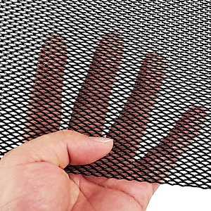AggAuto Universal 40"x13" Car Grill Mesh - 100x33cm Aluminum Alloy Automotive Grille Insert Bumper 3x6mm Rhombic Hole, One of the Most Multifunctional Shape Grids Black