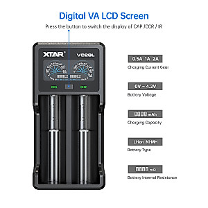 Universal Battery Charger XTAR VC2SL LCD Display Speedy Smart Charger for Rechargeable Batteries Ni-MH Ni-Cd AA AAA Li-ion IMR