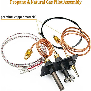 AUGSMIAR 10002265 Propane Gas Pilot Assembly, 10002265 LP 3 Way Pilot Replacement, Fit for Majestic, Temco, Vermont Castings Fireplace and Stoves