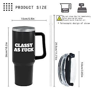 40 oz Tumbler with Handle Classy As Fuck Tumbler Personalized Tumblers with Lid and Straw Insulated Tumbler Stainless Steel Tumblers