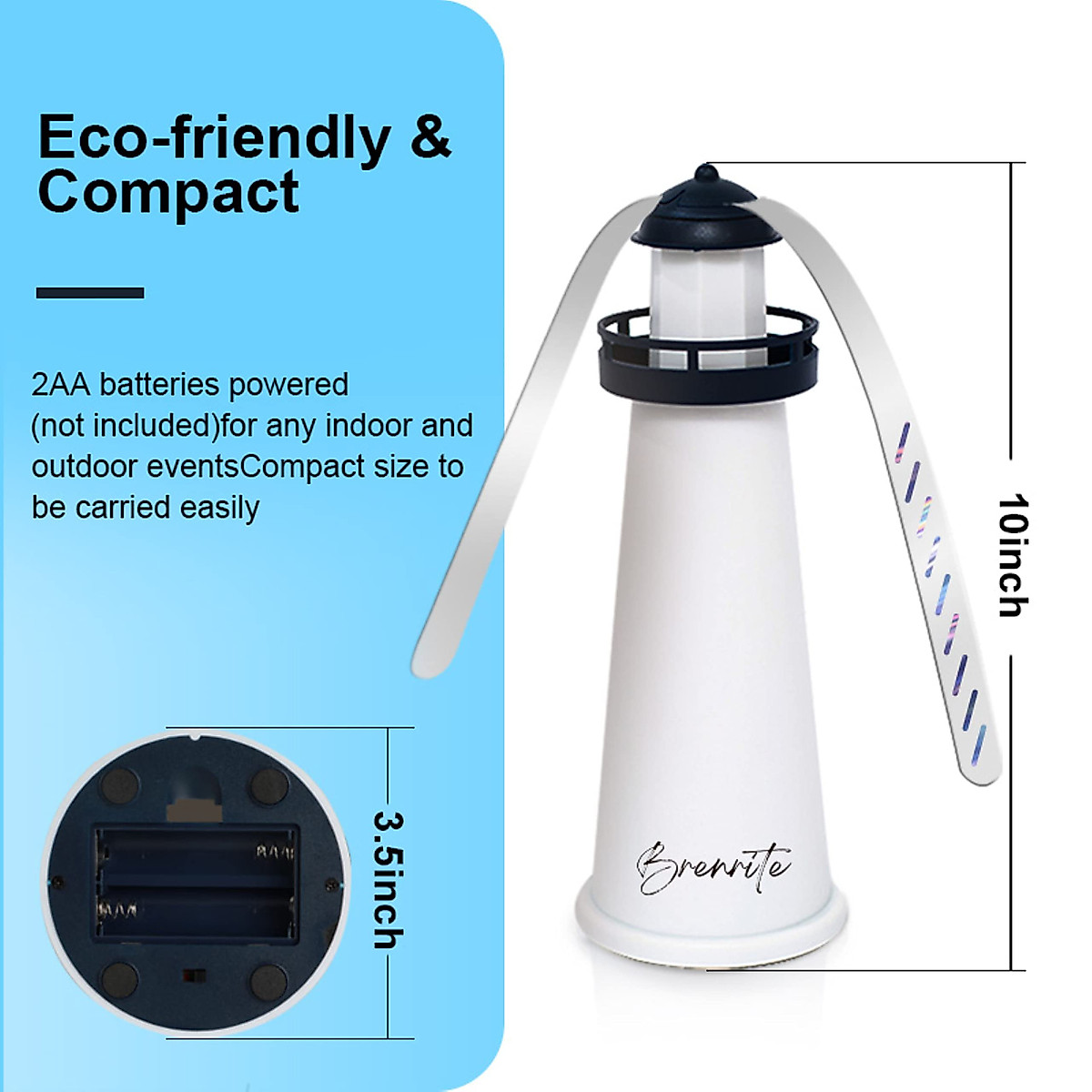Brenrite, Fly Fans for Tables, 2 Pack Lighthouse Fly Fan, Fly Repellent, Keep Bugs Off Food, Holographic Fan, Fly Away, Table top Bug Repellent/deterant