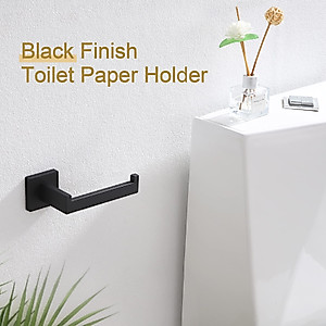 KOKOSIRI Black Toilet Paper Holders Bathroom Toilet Paper Roll Holder SUS304 Stainless Steel Contemporary Wall Mounted, Matte Black, B2003BK