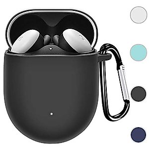 Compatible for Google Pixel Buds 2 Case Cover, [Front LED Visible] Keychain Silicone Protective Cover Case for Google Pixel Buds 2 (Black)