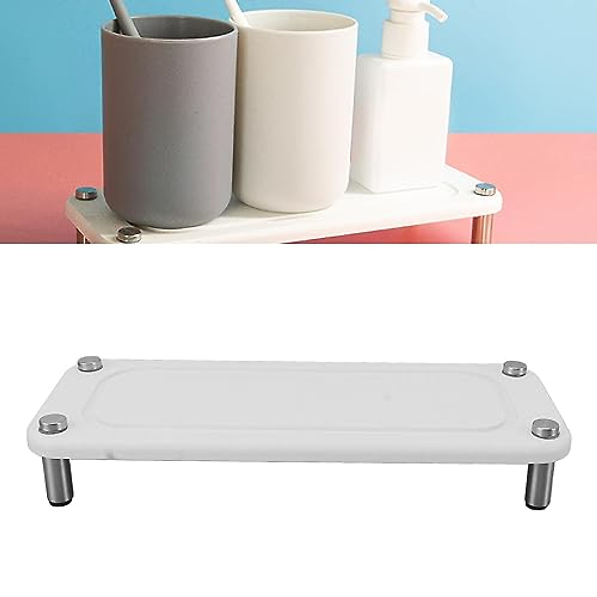 jerss Diatomaceous Earth Sink Tray Hotel for Organizer with Bathroom Washing Table Riser for Holder for Cup for Holder Diatomaceous Earth Under Sink Organizers (White)