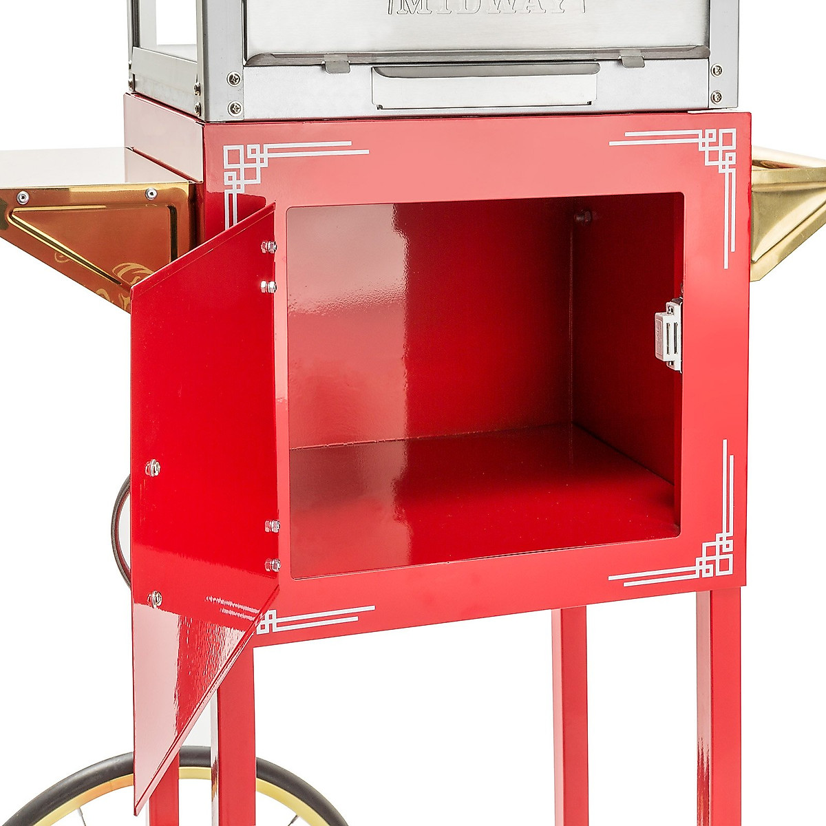 Olde Midway Vintage Style Popcorn Machine Maker Popper with Cart and 6-Ounce Kettle - Red
