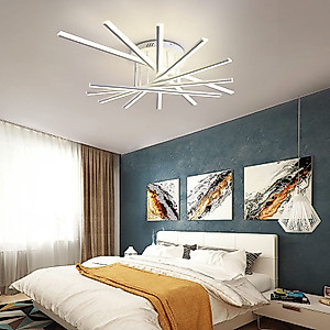 Gdrasuya10 Modern Ceiling Light, LED Flush Mount Chandelier with 7 Light Neutral White Geometric Linear Ceiling Light for Kitchen Foyer Dining Room Living Room Bedroom