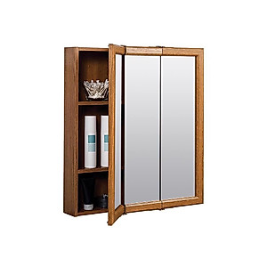 Zenith Products 23-3/4" W X 25-5/8" H X 4-1/2" D 24" Oak Frame Triview Medicine Cabinet MDF Body