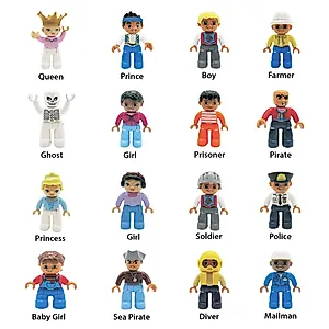 Kids Toys People Figures for Kids - Preschool Toys Building Blocks People Set for Kids - Compatible with Major Brands Building Blocks for Toddlers 1-6 - STEM Building Toys - (16 Toy Figures People)