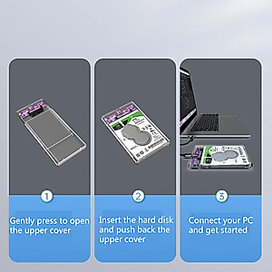 Transparent 2.5in TypeC 3 HDD Box HDD Hard Disk Drive Enclosure External Drive Disk Case Tool Free Support 2TB Ssd Enclosure 2.5in Hard Disk Case