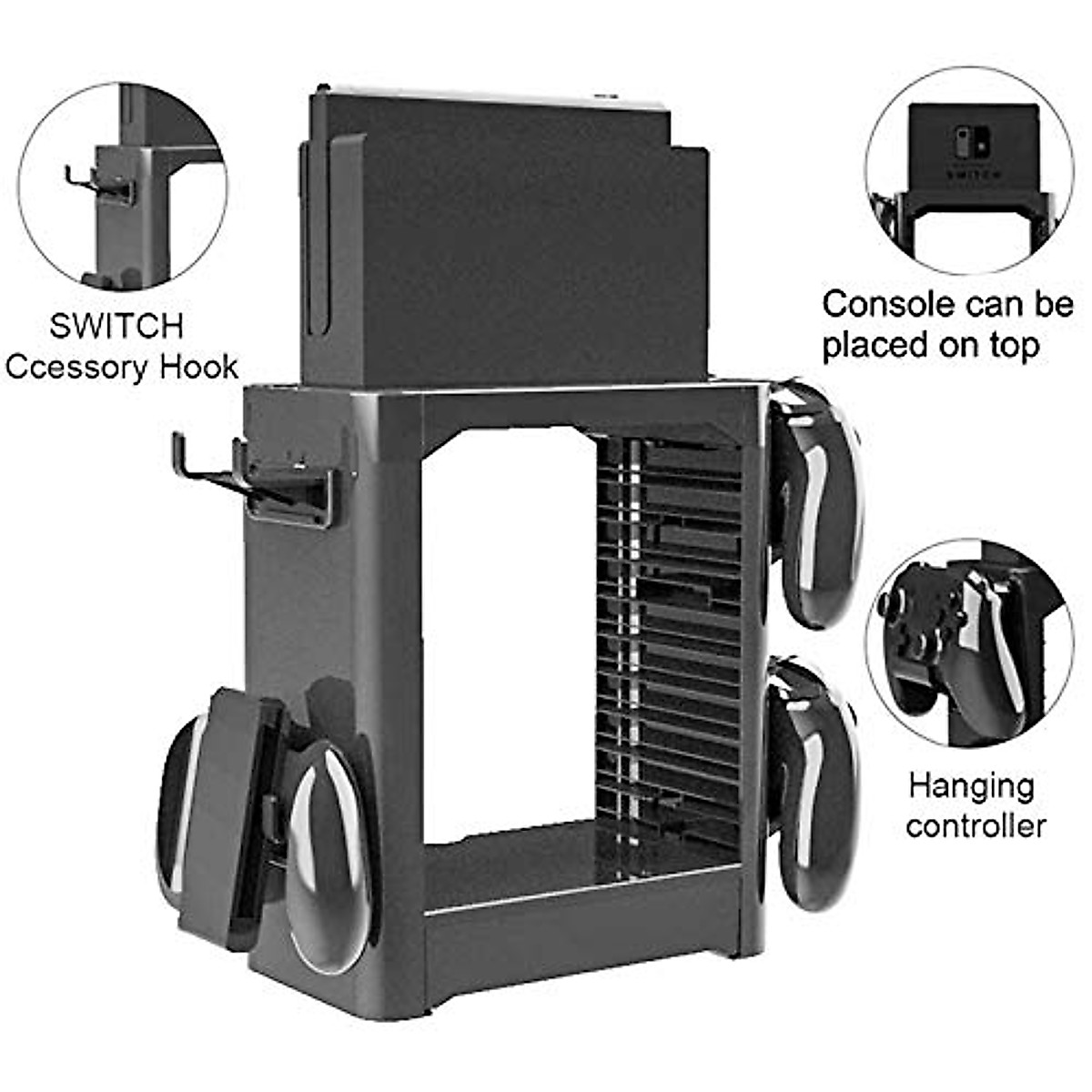 Finera Game Storage Tower for Nintendo Switch - Multifunctional Storage Bracket Disk Tower Game Card, Box Storage Stand Holder Bracket for Switch
