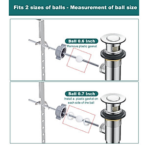 FullMayPro Lavatory Pop-Up Center Piece Assembly,Pop-Up Drain Repair Kit,Fits Most Popular Brands,Replacement Bathroom Sink Pivot Rod,15MM Ball, Chrome（2PCS）