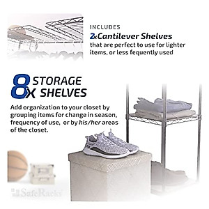 MonsterRax Expandable Clothing Rack - Garment Rack Storage, Wardrobe Clothes Organizer, Steel Clothing Racks, Shoes and Clothing Organizer, Adjustable Garment Racks for Hanging Clothes - 14" x 72"