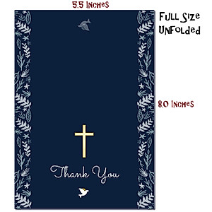 Elcer 20 Christian Thank You Cards Religious Catholic acknowledgment Notes Navy Blue & Gold Holy Communion Baptism Confirmation Christening Reconciliation Funeral with envelopes 8x5.5 (Navy Blue)