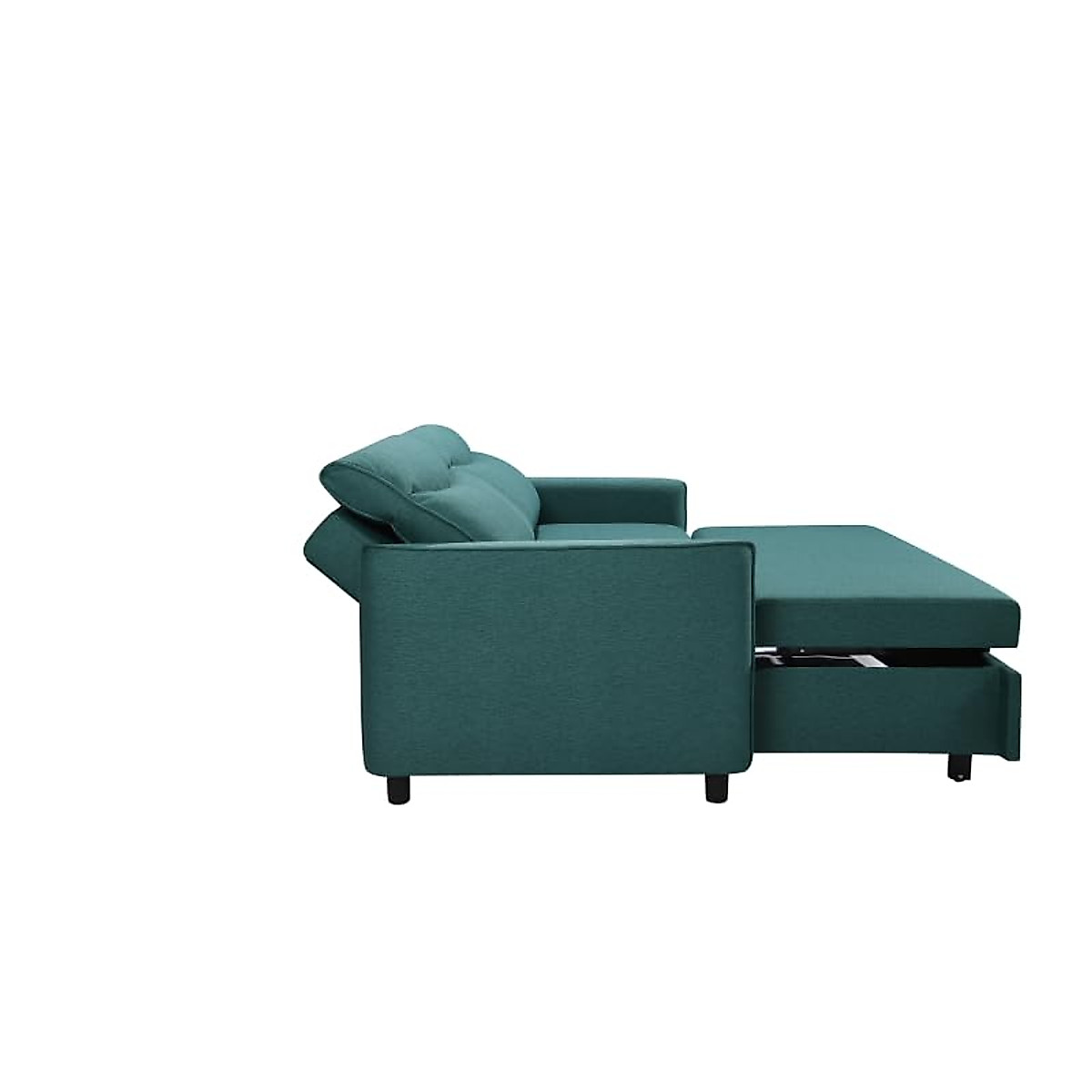 FANYE 74.5" W Futon Loveseat W/Pull Couch Bed and 2 Pillows,3 in 1 Reclining Backrest Love Seat Convertible Queen Size Sleeper & Sofabed for Home Apartment Office Living Room, Green