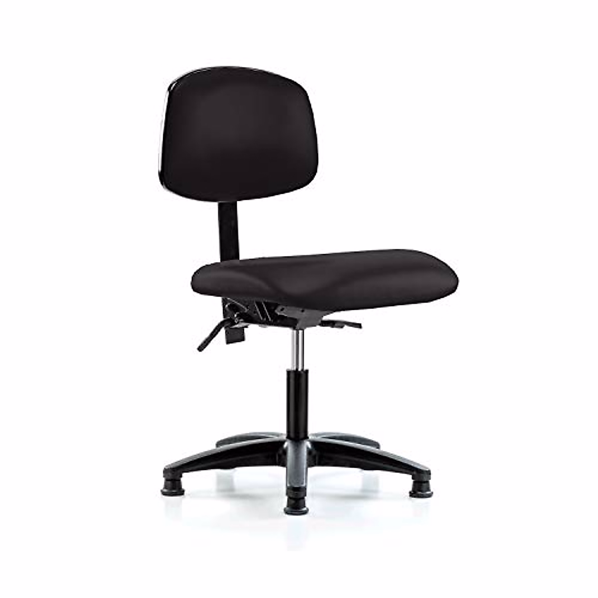 Perch Task Chair with Adjustable Back Support, Stationary Caps, Desk Height, Black Vinyl