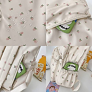 Cute Kawaii Backpack Floral Backpack for School Coquette Aesthetic Backpack Rucksack for Women Girls Back to School Supplies Coquette School Bag