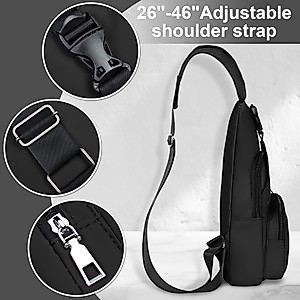 redaica Sling Bag Crossbody Backpack for Women Men Chest Bag Hiking Bag with USB Charging Port for Walking Camping Biking Travel Sports Running Cycling, Black