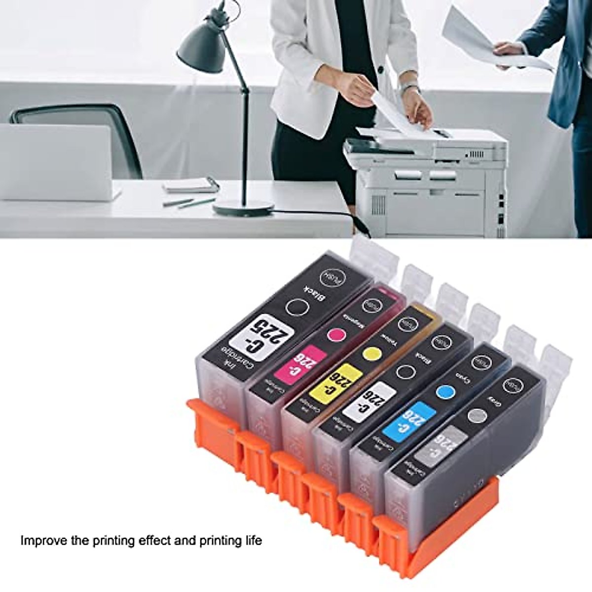 225-226 Ink Cartridge, Output Large Capacity Colorful Cartridge Combo Pack, for PIXMA IX6520 IP4820 IP4920 (BK BK C M Y GY 6 Colors)