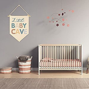 Baby Nursery Decor - Little Baby Cave - 16×12 Inch Nursery Decor Canvas Banner with Wood Hanger, Nursery Wall Decor for Newborn Bedroom, Nursery, Playroom, Classroom - Birthday Christmas Gift