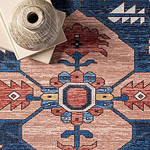 nuLOOM Carolyn Machine Washable Tribal Motif Area Rug, 8' x 10', Rust