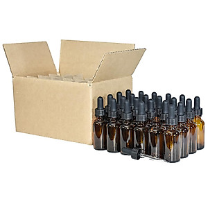 (Pack of 24) 1 oz. Amber Boston Round with Black Glass Dropper