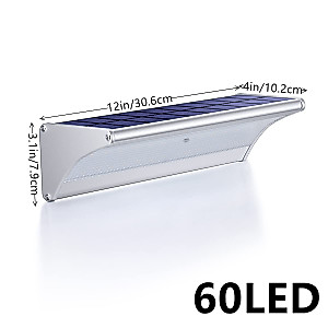 Ousam Led Solar Motion Lights Outdoor Waterproof Wall Lamp for Garage Barn Fence Patio Front Door Driveway Garage House (12in 60LED)