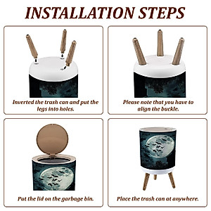 LGCZNWDFHTZ Small Trash Can with Lid Bats Garbage Bin Pet Proof Waste Basket for Kitchen Bathroom Office Bedroom Decorative 1.8 Gallon