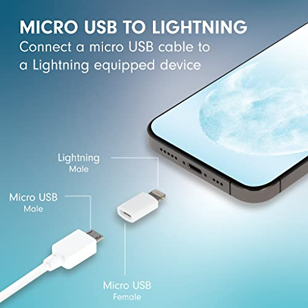 VisionTek Micro USB to Lightning Adapter – 2 Pack – MFi Certified Adapter for iPhone, Ipad, iPod and AirPods. Compatible with iPhone 12/12 Pro/12 Pro Max/XS/XS Max and Airpods/AirPods Pro