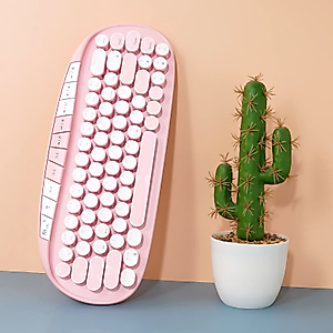 RK ROYAL KLUDGE RK838 Pink Wireless Keyboard, Retro Typewriter Keyboard BT/2.4G/Wired Mode, 75% RGB Hot Swappable Gaming Keyboard with Round Keys 10 Buttons, Pink Switch