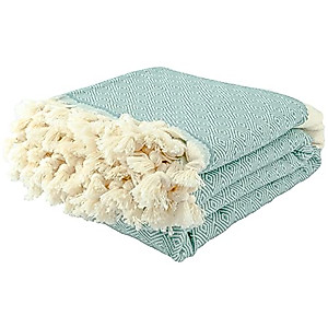 DEMMEX 90x82 Inches XXXL Turkish Cotton Multipurpose Blanket, Throw Blanket Bedspread, Beach Picnic Blanket, 100% Turkish Cotton, Diamond Weave, Made in Turkey, 3lb (Sage)