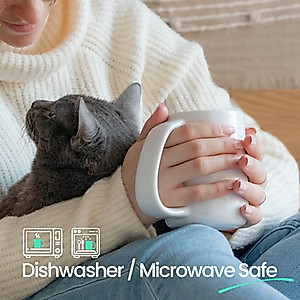 CURVD® 12oz Mug, Large Handle for Comfortable Grip, Dishwasher & Microwave Safe, 100% Chemical-Free Ceramic, Plain Glossy White, Perfect for Coffee, Hot Chocolate, Latte, Cold Drinks - Pack of 1