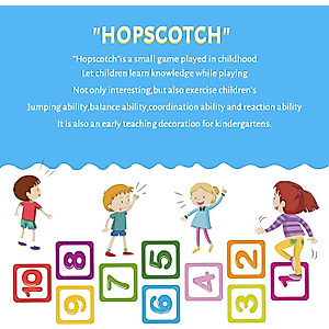 Yuehuam Number Footprint Floor Sticker Puzzle Games Number Hopscotch Sticker Floor Decals Creative Lattice Floor Sticker for Room Classroom Nursery Ground Corridor Decor