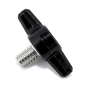 1/4"-20 x 3/8" Thumb Screw Stainless Steel - Black Tee Wing Plastic Knob - Standard/Coarse Thread Thumbscrew - Length: 0.375" - Proudly Built in USA - Package of (4)