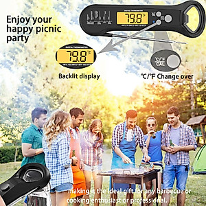 Digital Meat Thermometer with Probe,Instant Read Thermometer for Cooking,Fast and Accurate Food Thermometer with Corkscrew, Backlight, Magnet,Calibration and Foldable Probe for Frying,Grilling