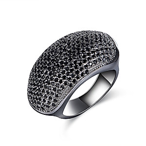 Mytys Black Marcasite Statement Rings Vintage Black Band Rings for Women Jewelry Gift (8)