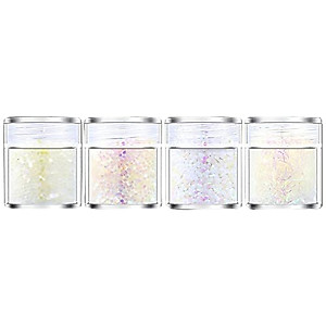 Little Rhinestones Festival Cosmetic Boxes Sequins Set Nail Glitters White Colorful 4 Nail Organizers and Storage for Nail Tech