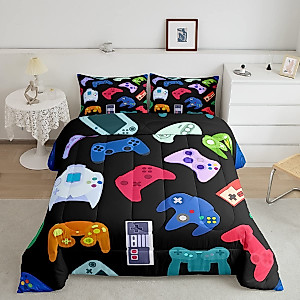 Erosebridal Queen Boys Bedding Set,Gaming Comforter Sets for Boys Gamer Bedding Sets for Boys,Toddler Bedding Set Gaming Bed Kids Comforter Sets Boys,Colorful