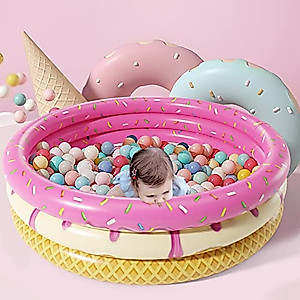 Jasonwell Inflatable Baby Kiddie Pool - Kids Paddling Pool Toddler Baby Swimming Pool Blow Up Ball Pit Pool Blow Up Infant Wading Pool for Backyard (48in Donuts)